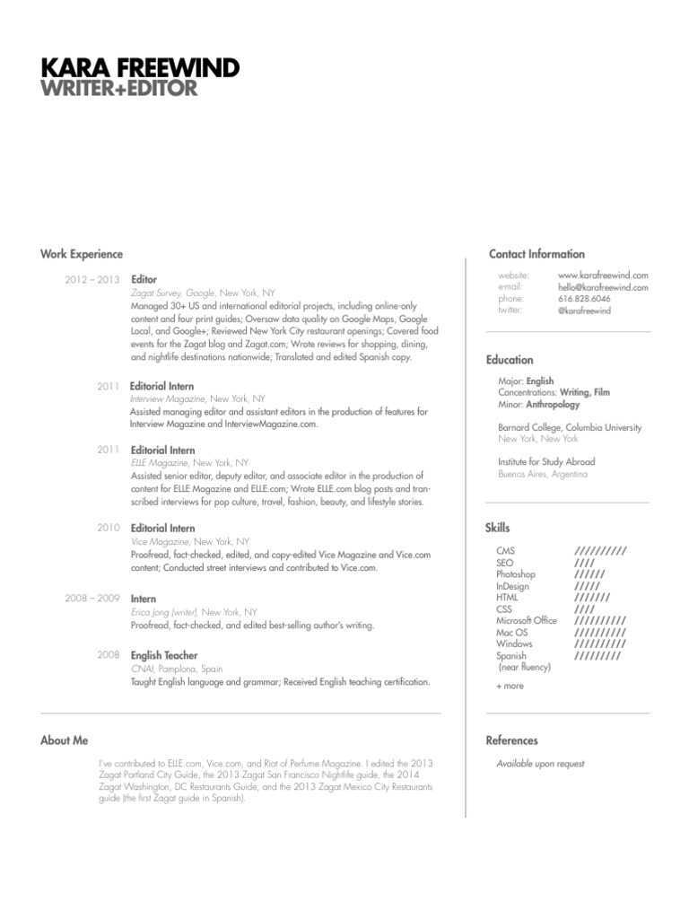Kara Freewind: Writer & Editor Resume | PDF | Social Science
