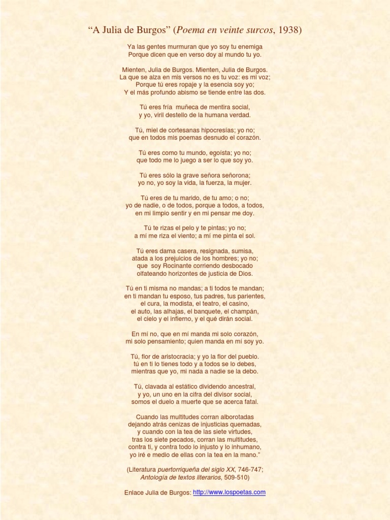 Poema "A Julia de Burgos" | PDF | Novela negra, policíaca y suspenso ...