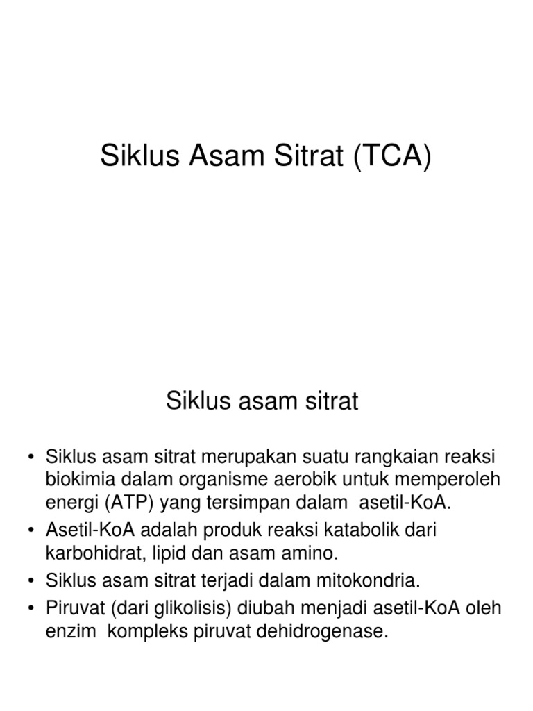 MEKANISME SIKLUS ASAM SITRAT (TCA) | PDF