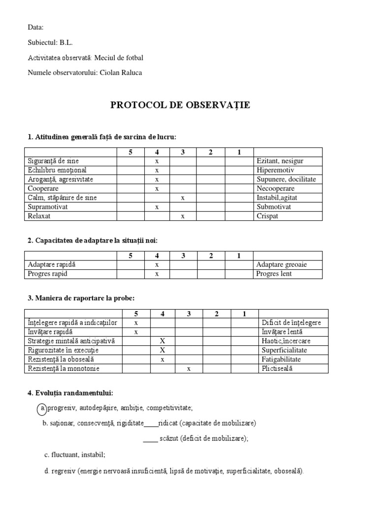 Protocol de Observatie | PDF