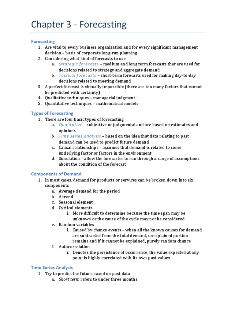 OPM Chapter 3 - Forecasting | PDF | Forecasting | Regression Analysis