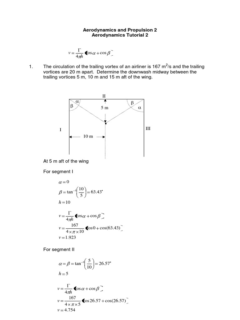 Aero Tutorial 2 Finite Wing Theory (With Solutions) | PDF | Vortices ...