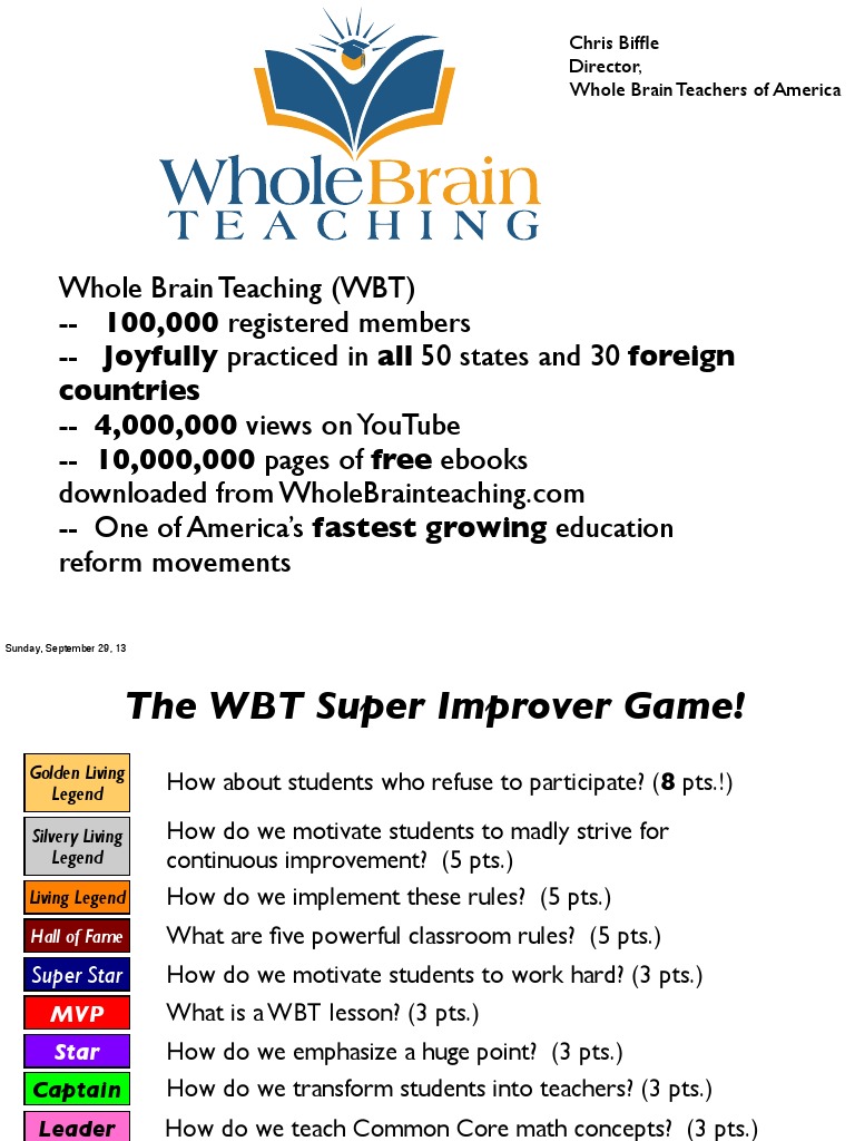 Whole Brain Teaching Strategies Guide | PDF | Verb | Part Of Speech