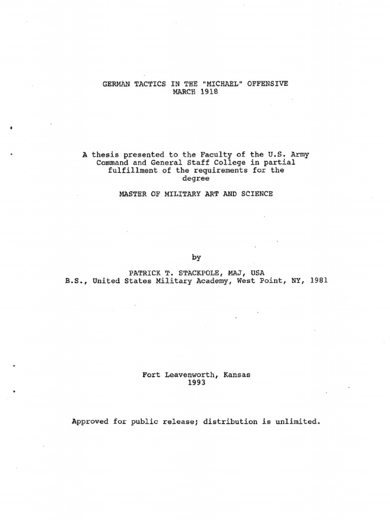 German Tactics in the 1918 Michael Offensive | PDF | Barrage (Artillery ...