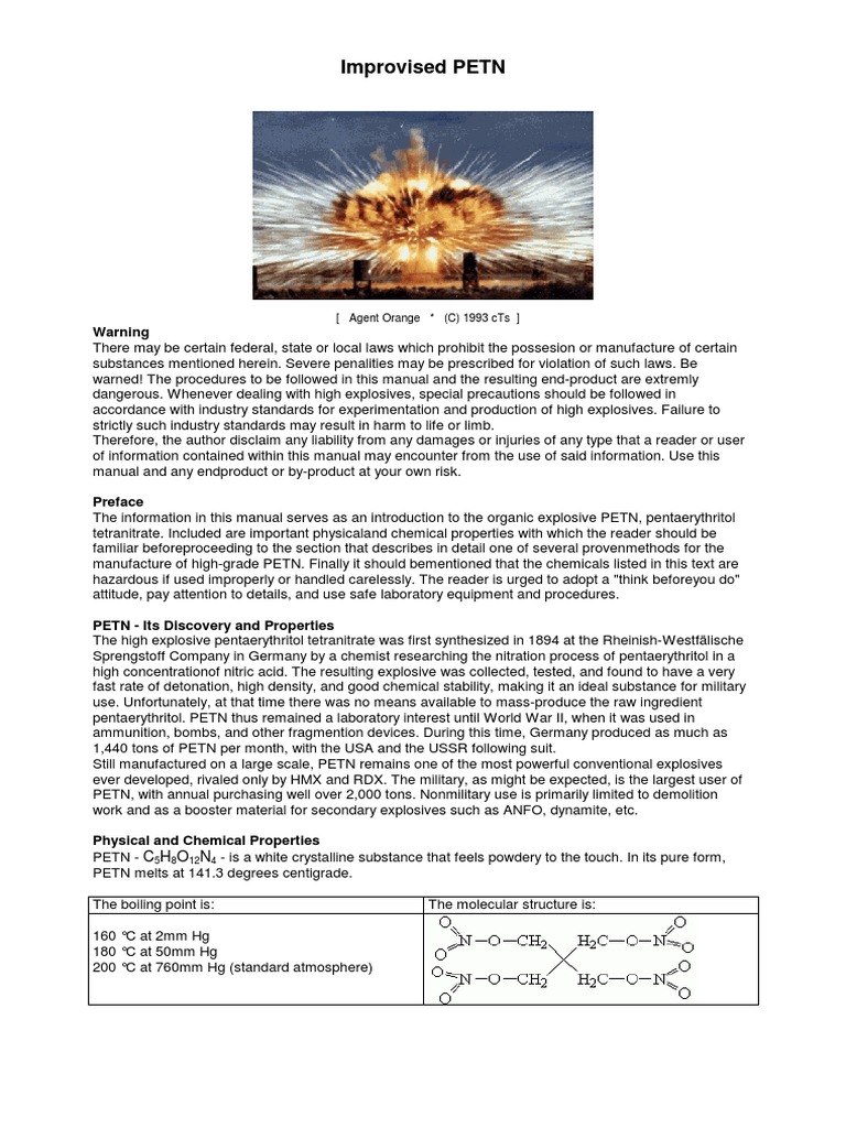 Improvised PETN | Explosive Material | Density