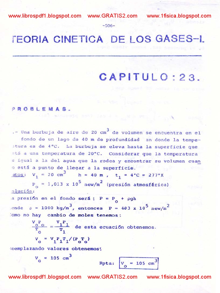 Cap - 22 - Teoria Cinetica de Los Gases-I-Ejercicios Resueltos-Resnick Halliday | PDF | Gases ...
