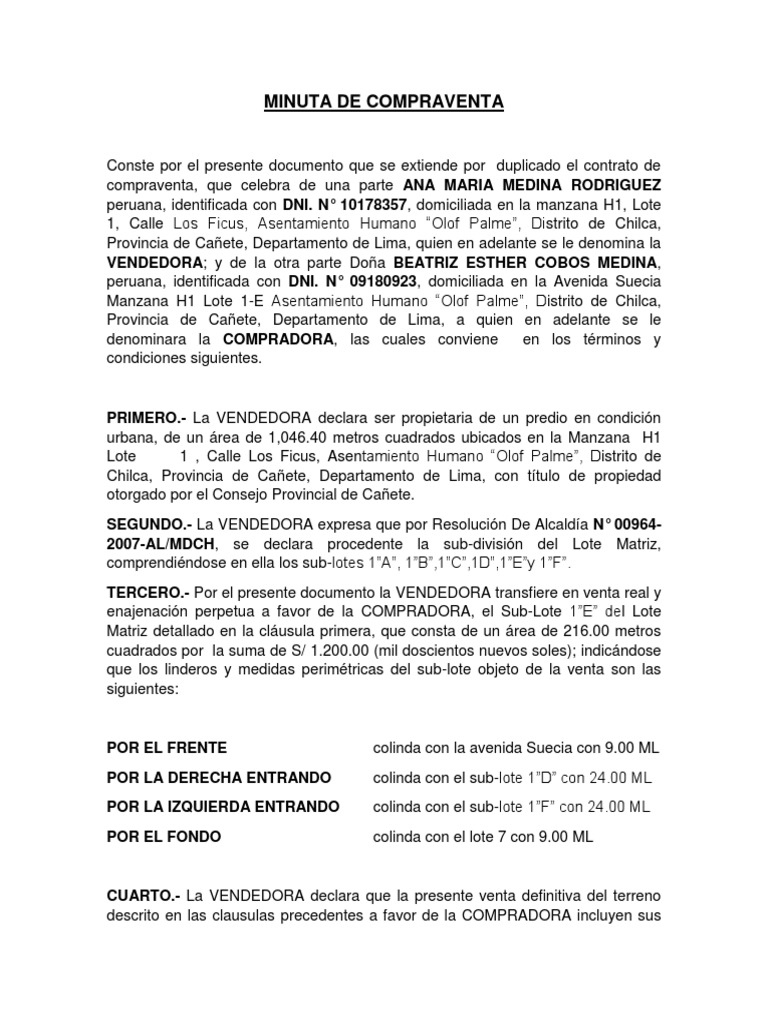 Minuta Compra Venta | PDF | Virtud | Gobierno