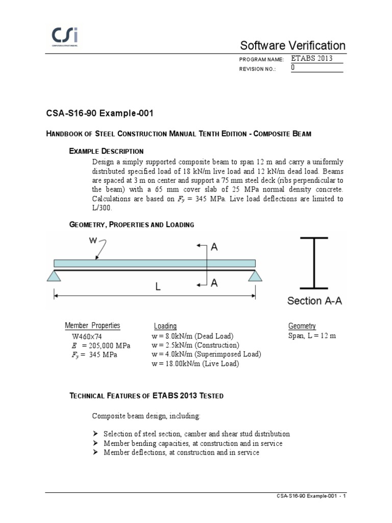 CSA S16 09 Example 001 | PDF | Beam (Structure) | Bending
