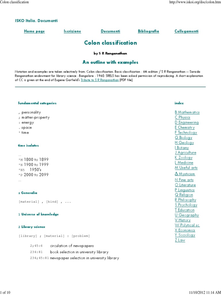 Colon Classification | PDF