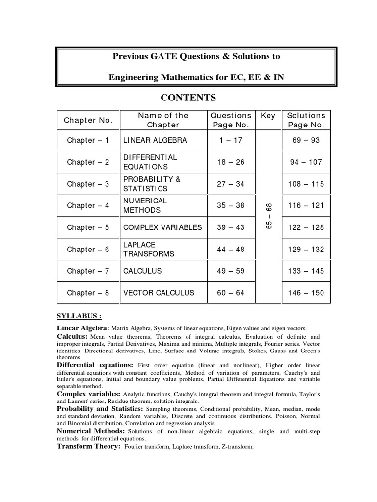 GATE Engineering Mathematics Solutions | PDF | Teaching Methods ...