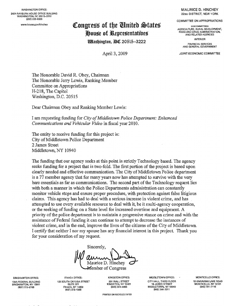 Earmark Request | Download Free PDF | Government Of The United States ...