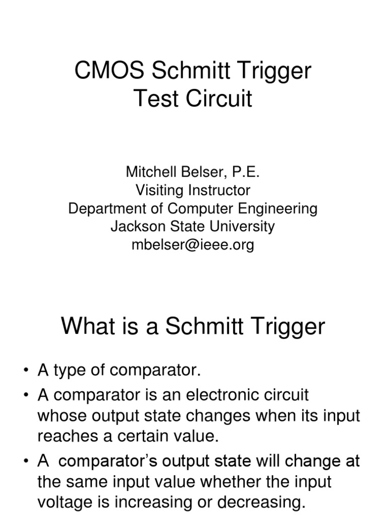 CMOS Schmitt Trigger Test Presentation | Cmos | Electronic Circuits