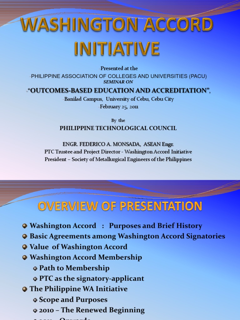 Washington Accord & Philippine Engineering Accreditation | PDF ...
