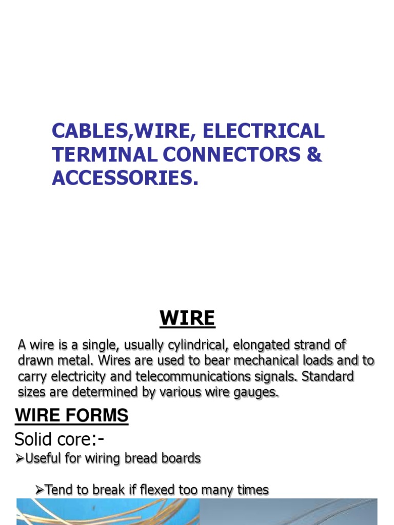 Cables, Wire, Electrical Terminal Connectors & Accessories | PDF | Wire ...