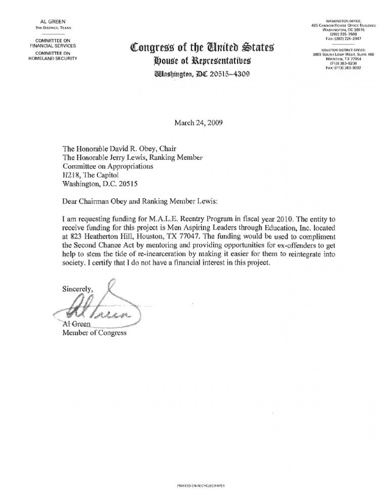 Earmark Request | PDF | Executive Branch Of The United States ...