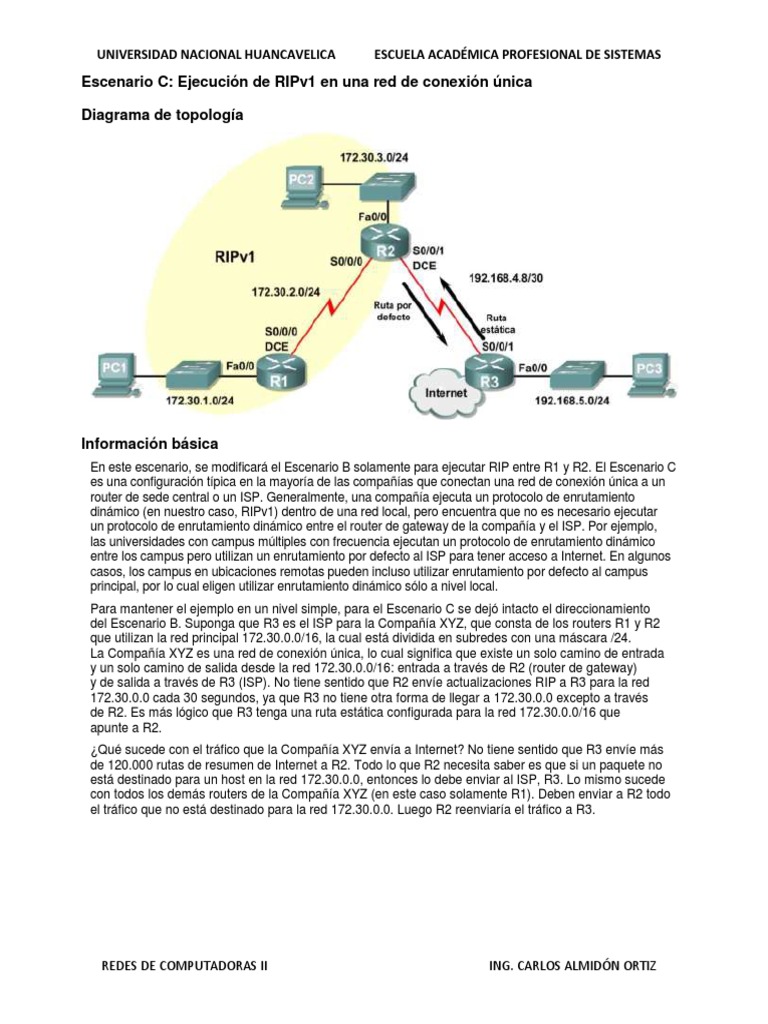 Rip v1 y Ruta Estatica | PDF | Enrutador (Computación) | Protocolos de internet