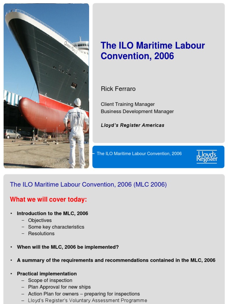 The ILO Maritime Labour Convention, 2006: Rick Ferraro | PDF ...