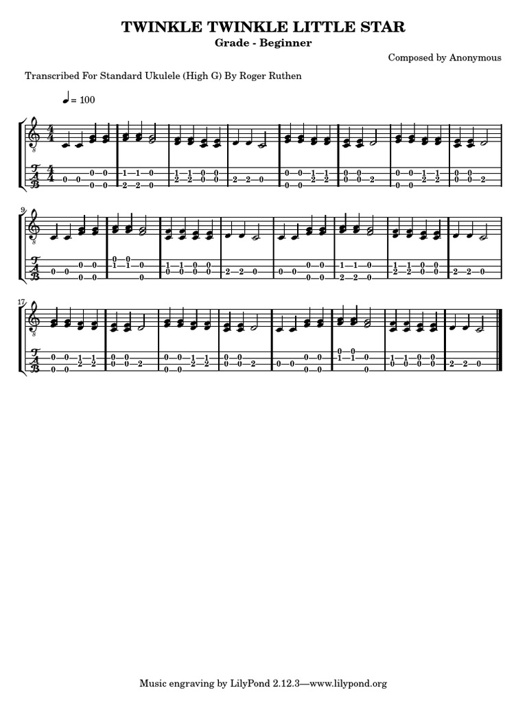 Twinkle Twinkle Little Star Ukulele | PDF