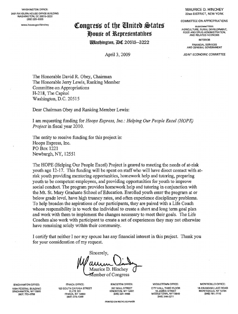 Earmark Request | PDF | Government