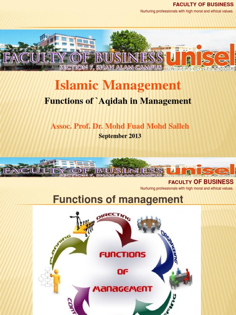 Islamic Management - Functions of `Aqidah (Believe) in Management ...