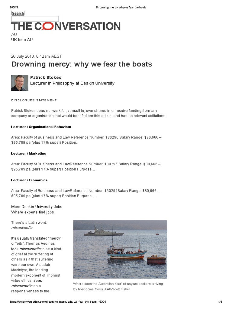 Drowning Mercy: Why We Fear The Boats: Patrick Stokes | PDF ...