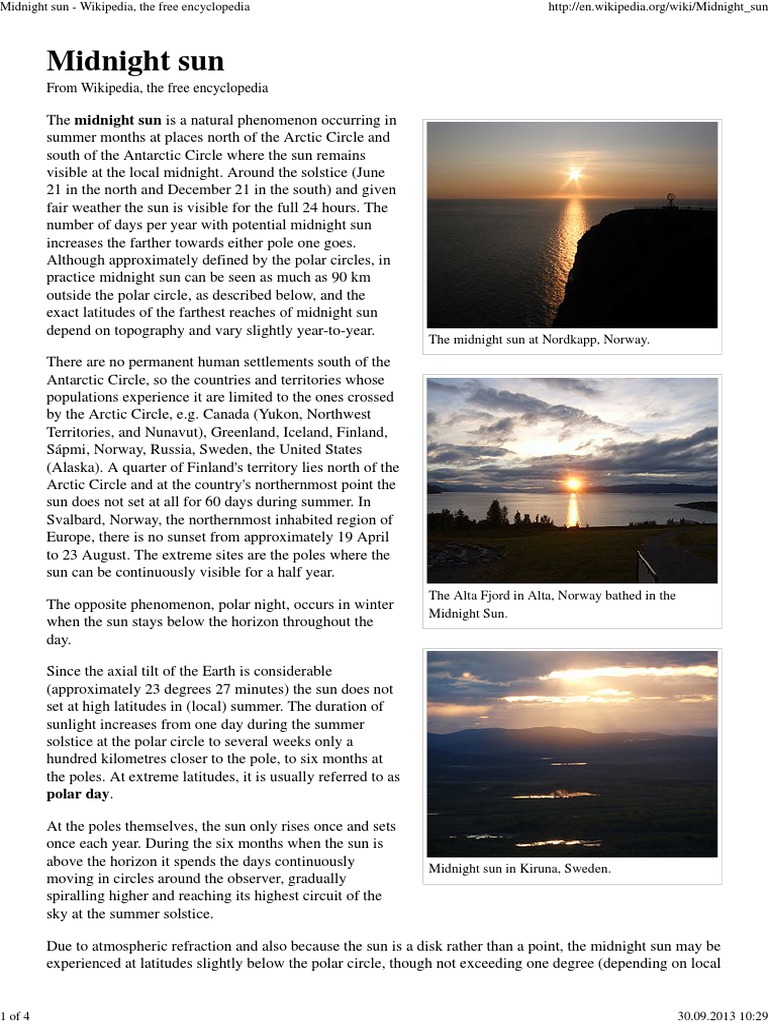 Midnight Sun | PDF | Planetary Science | Earth Phenomena