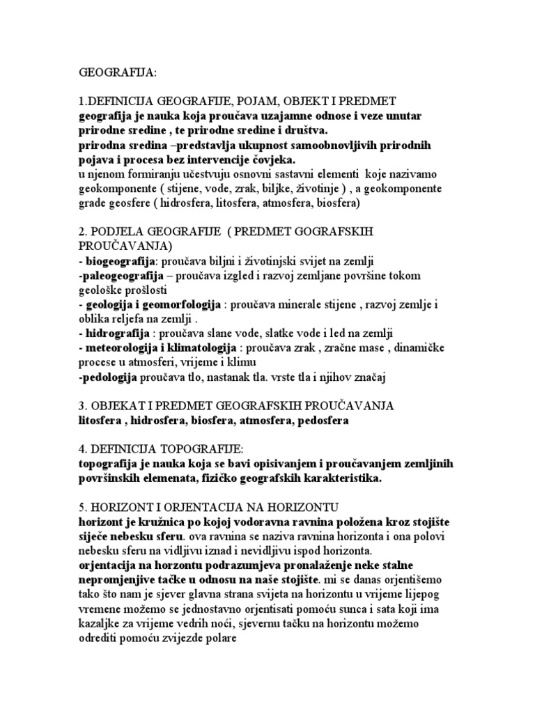 Geografija Pitanja I Odgovori. | PDF
