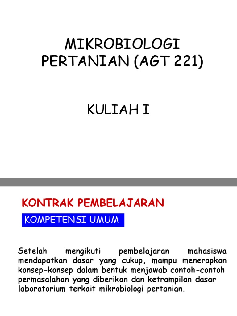 Mikrobiologi Pertanian I | PDF