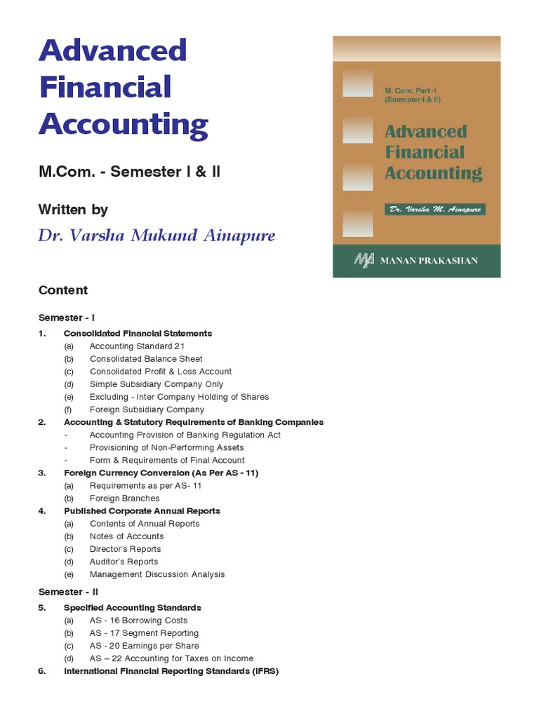 Advanced Financial Accounting Syllabus | PDF | Financial Statement ...
