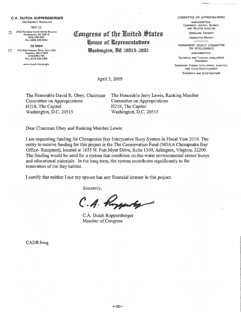 Earmark Request | PDF | Legislative Branch Of The United States ...