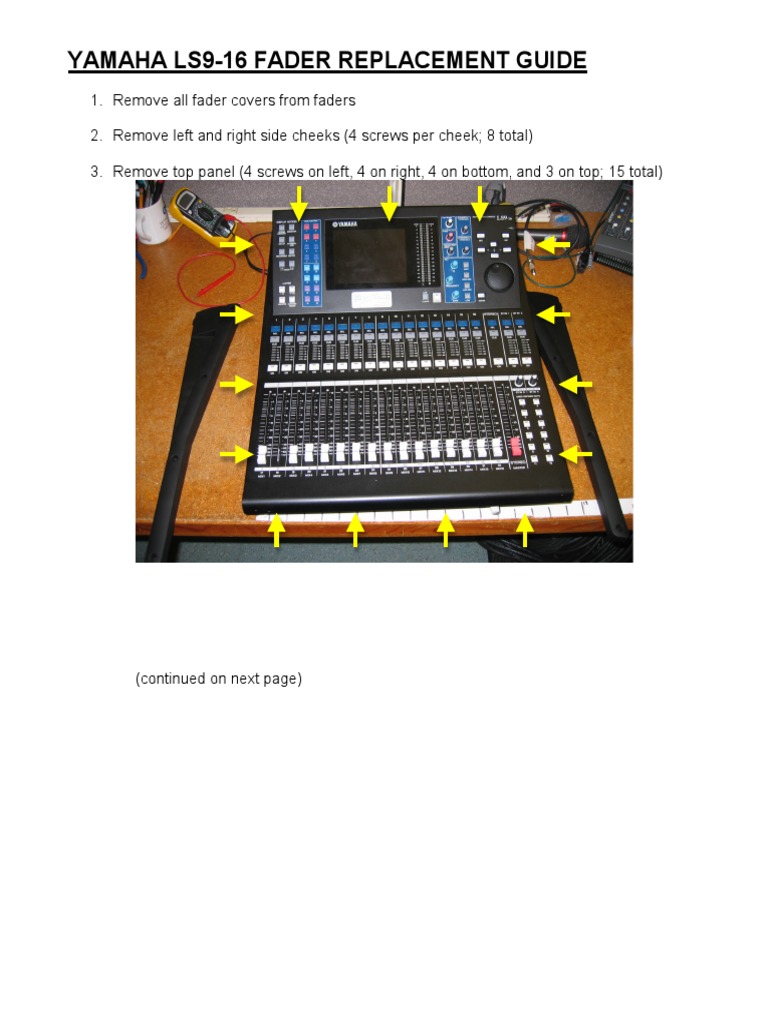 LS9 Fader Replacement Guide | PDF