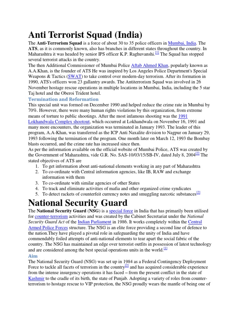 Anti Terrorist Squad | PDF | Legal Action | Security