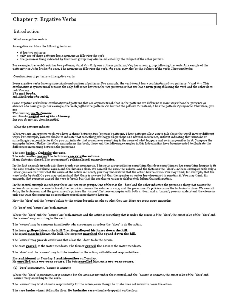 Chapter 7_ Ergative Verbs | Object (Grammar) | Preposition And Postposition