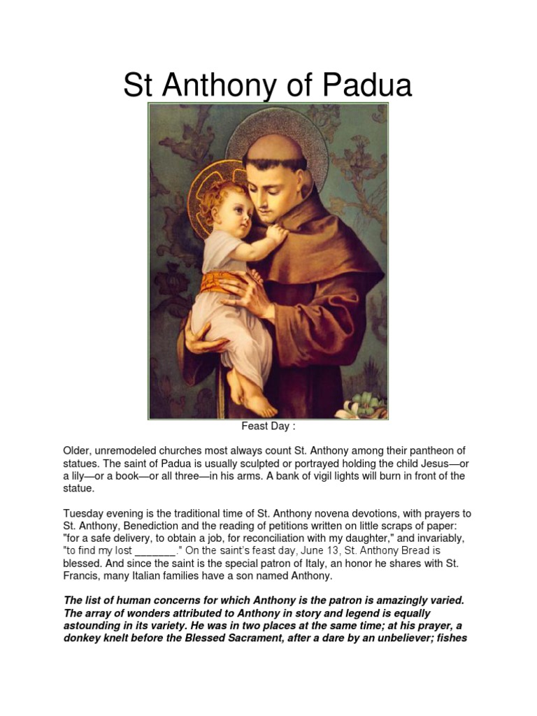 ST Anthony of Padua | PDF | Sermon | Prayer