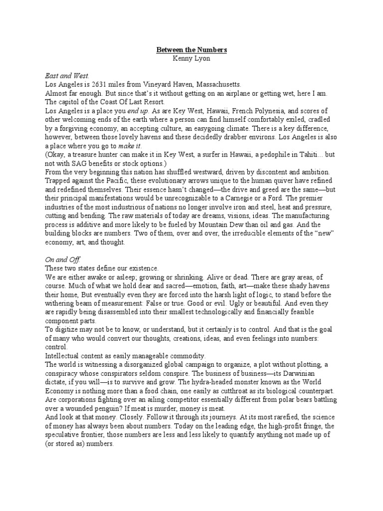 Between The Numbers | PDF