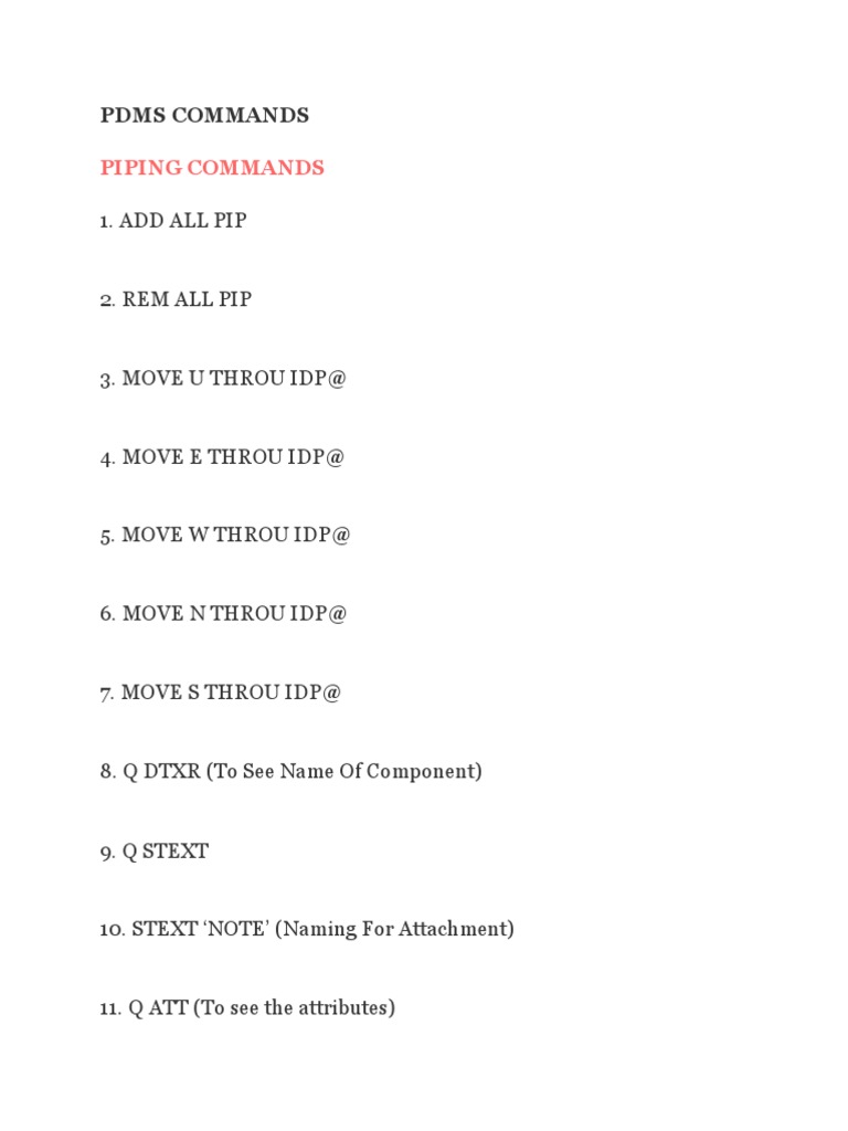 Pdms Commands | PDF Pdms Commands | PDF