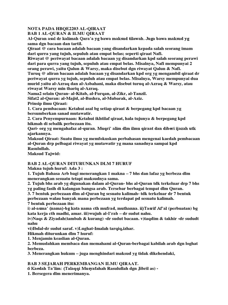 Nota Qiraat | PDF