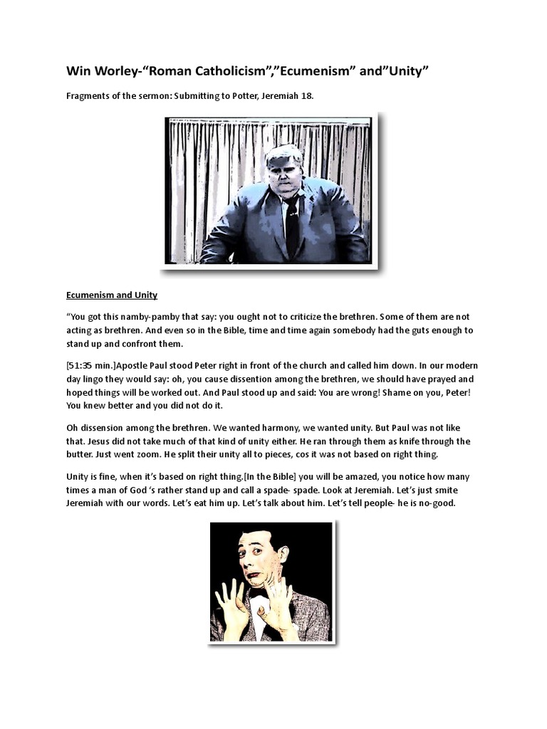 Win Worley-Roman Catholicism Ecumenism Unity | PDF | Ecumenism | Saint ...