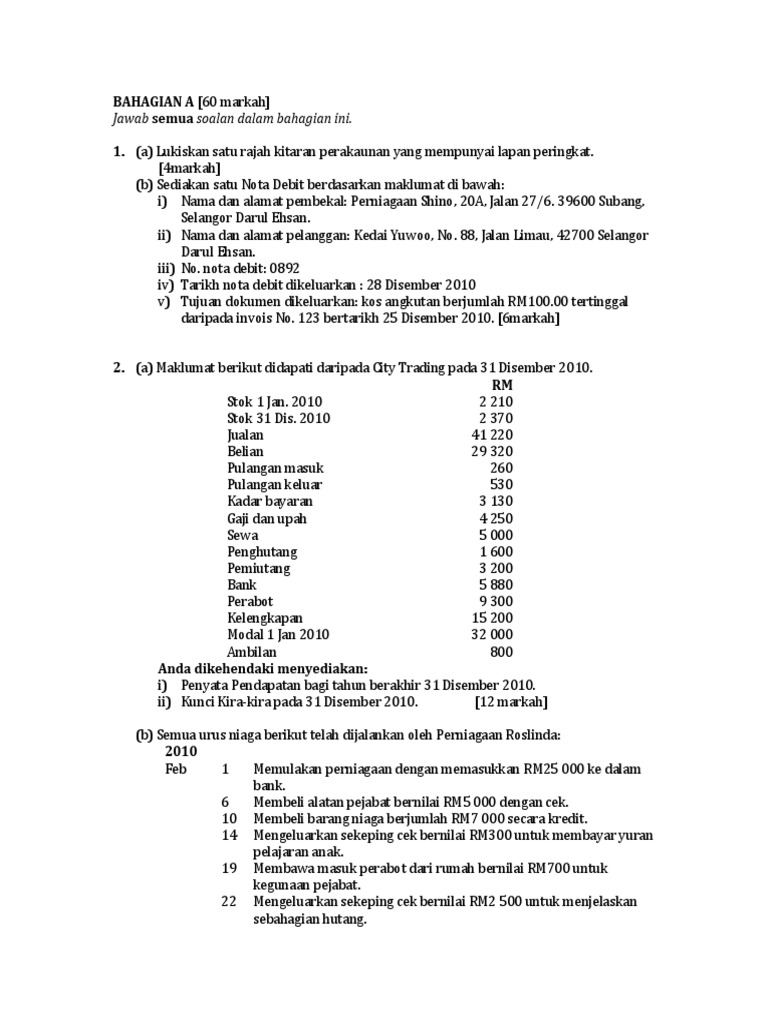Soalan Prinsip Perakaunan Kertas 2 Tg4 | PDF Soalan Prinsip Perakaunan Kertas 2 Tg4 | PDF