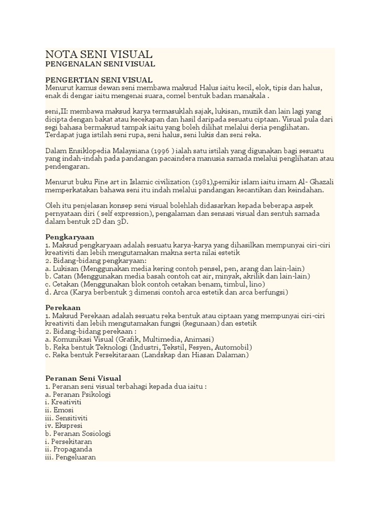 Nota Seni Visual Sem5 | PDF