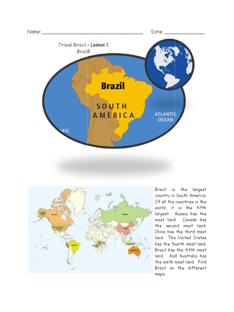 Travel Brazil Worksheets | Amazon River | Rainforest