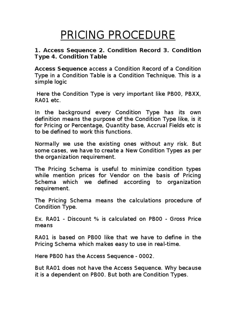 Pricing Procedure For SAP MM | PDF | Xml Schema | Conceptual Model