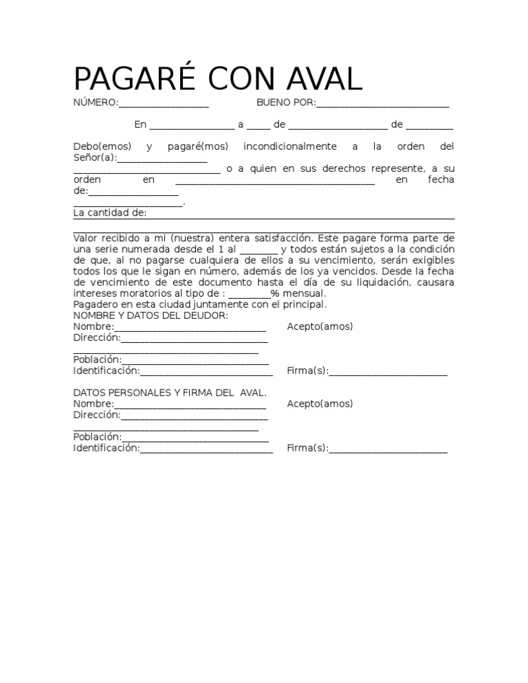 PAGARÉ CON AVAL