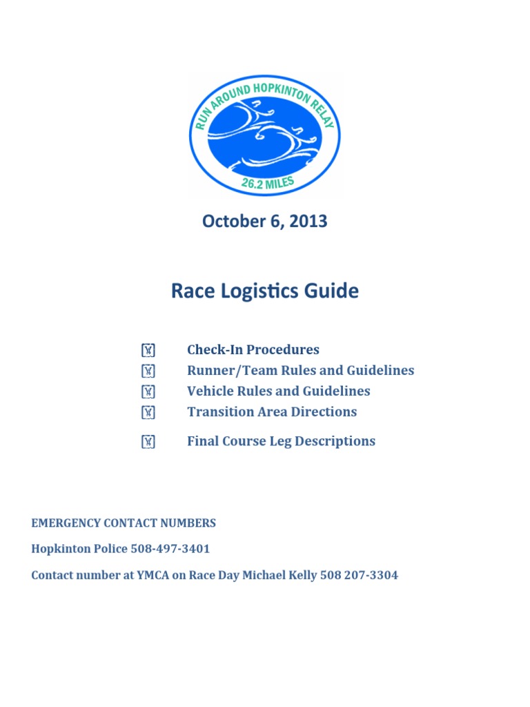 Race Logistics Guide | PDF | Sports | Transport
