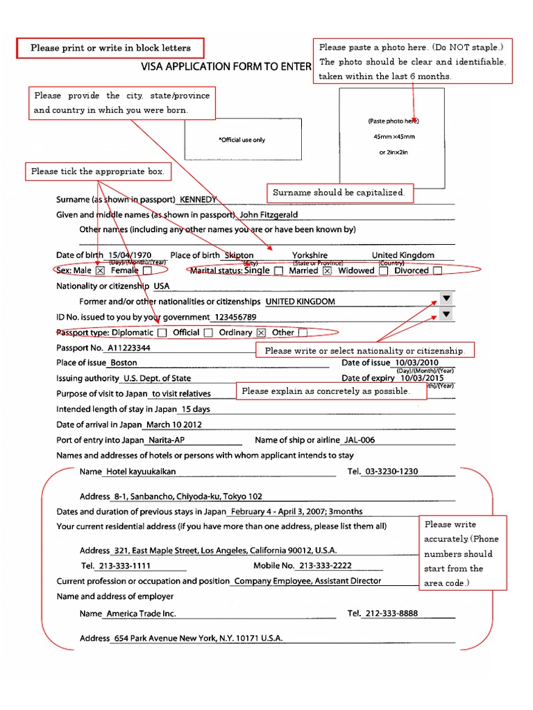 Japan VIsa Application Sample | PDF | Sports & Recreation | Language ...