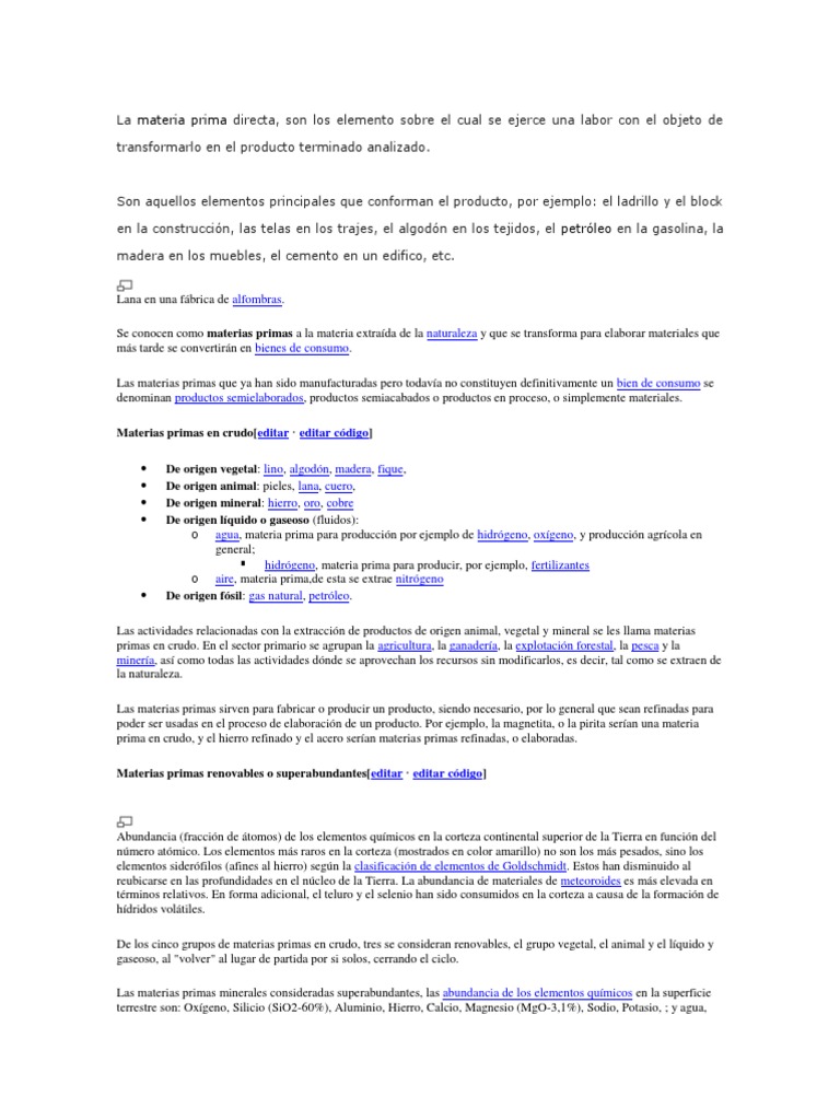 La Materia Prima Directa | PDF | Materia prima | Aluminio