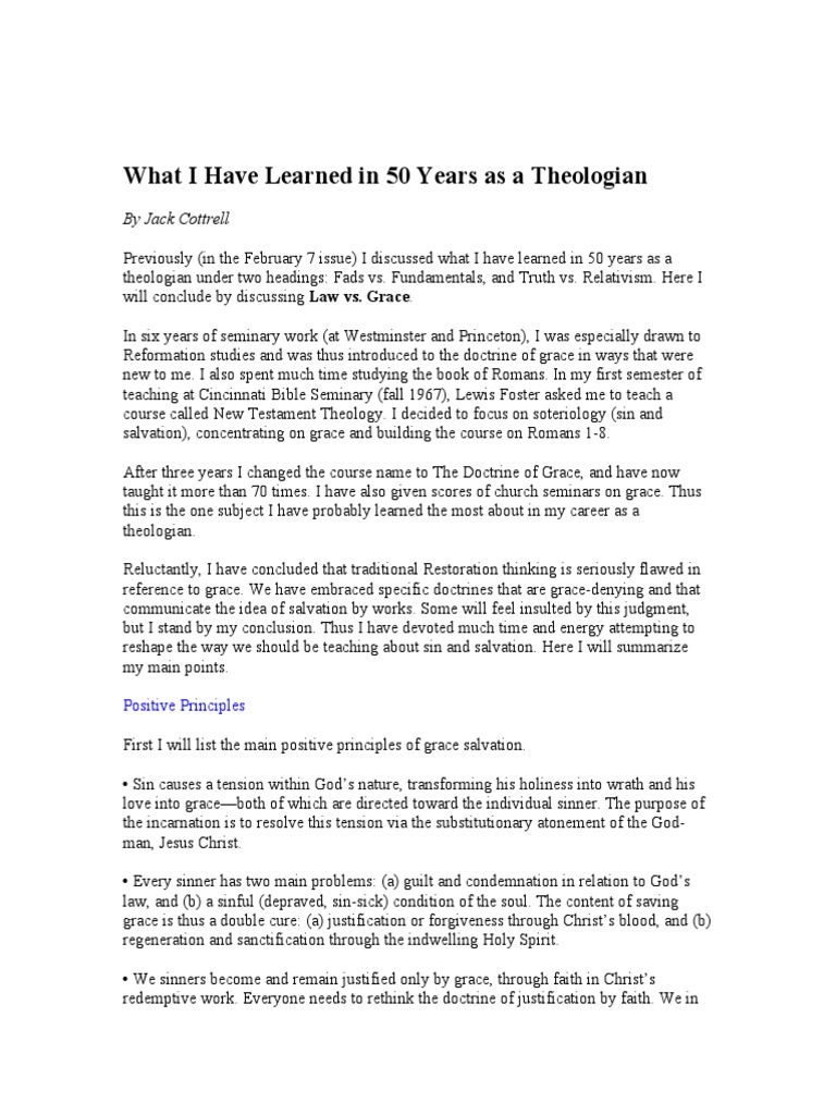 Jack Cottrell On GRACE - What I Have Learned in 50 Years As A ...