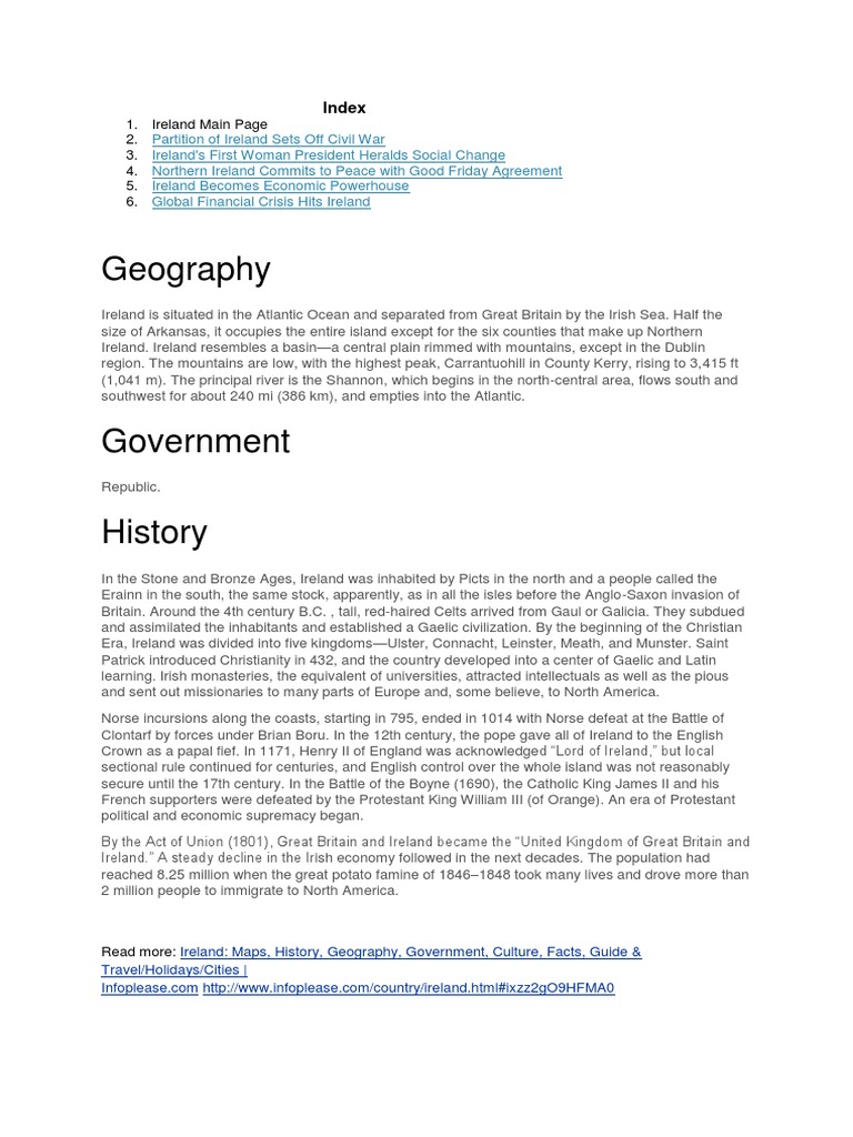 Geography: Index | PDF | United Kingdom Of Great Britain And Ireland ...