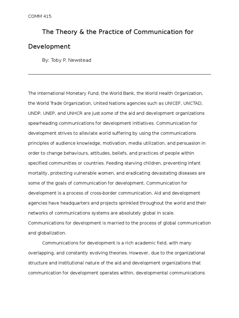 The Theory and The Practice of Communication For Development | PDF ...