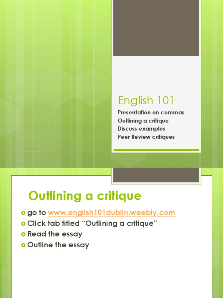English 101: Presentation On Commas Outlining A Critique Discuss ...